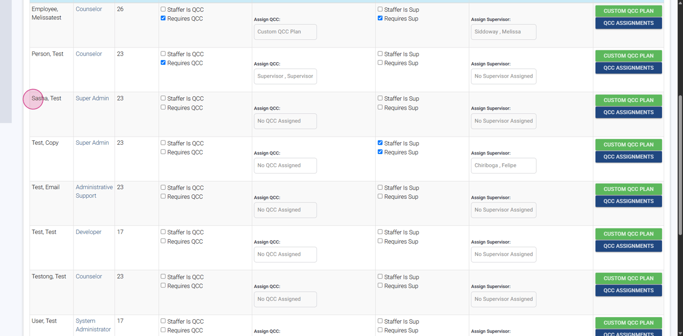 QCC Dashboard Settings