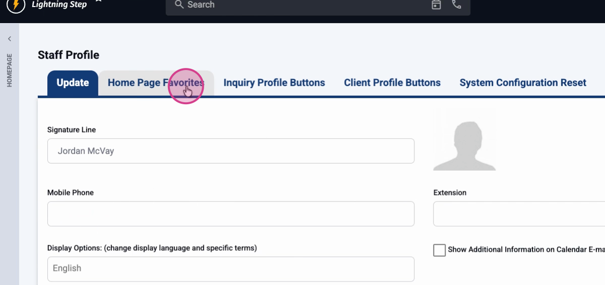 User Profile Setup and Customization