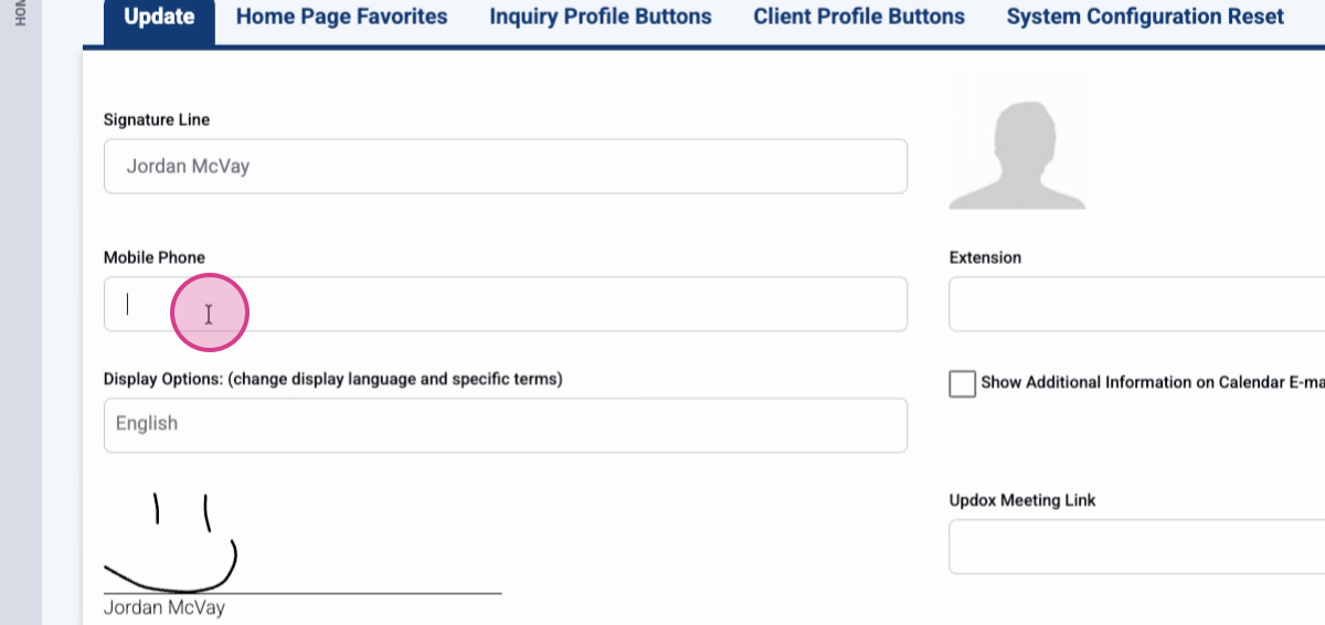 User Profile Setup and Customization