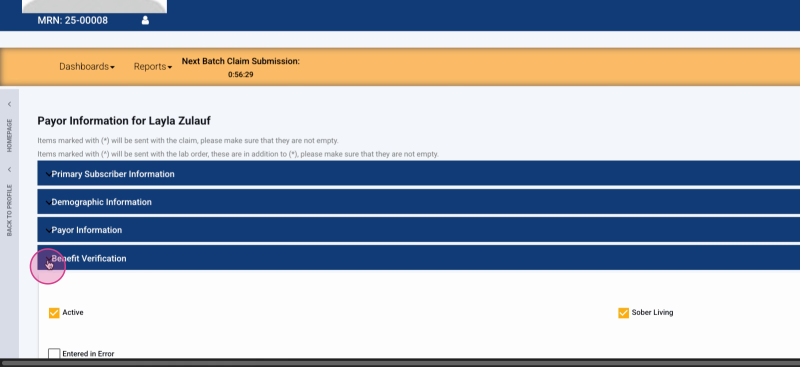 Verification of Benefits (VOB) Dashboard