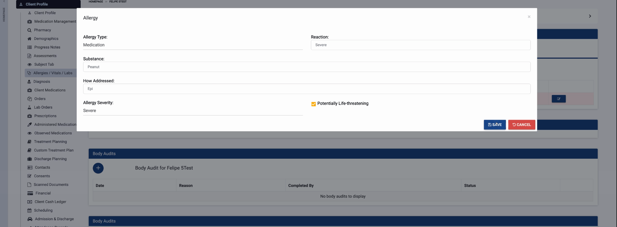 Charting Allergies, Vitals, and Labs